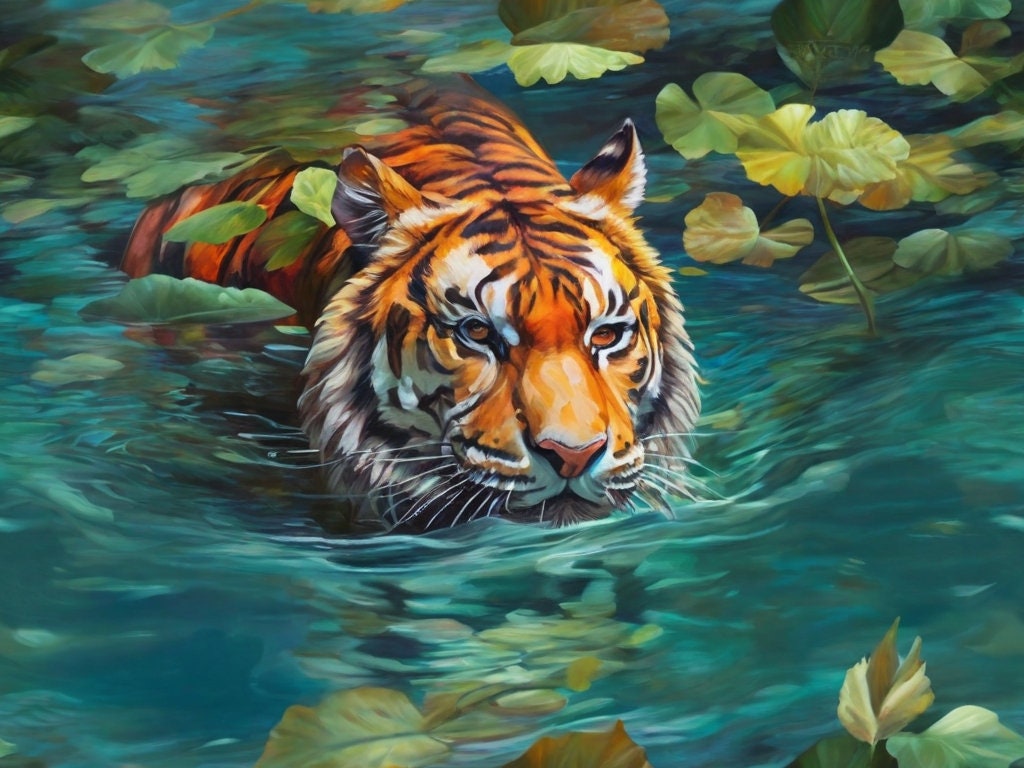 Tiger AI Art Print, Jungle Illustration, Animal Wall Art, Safari ...