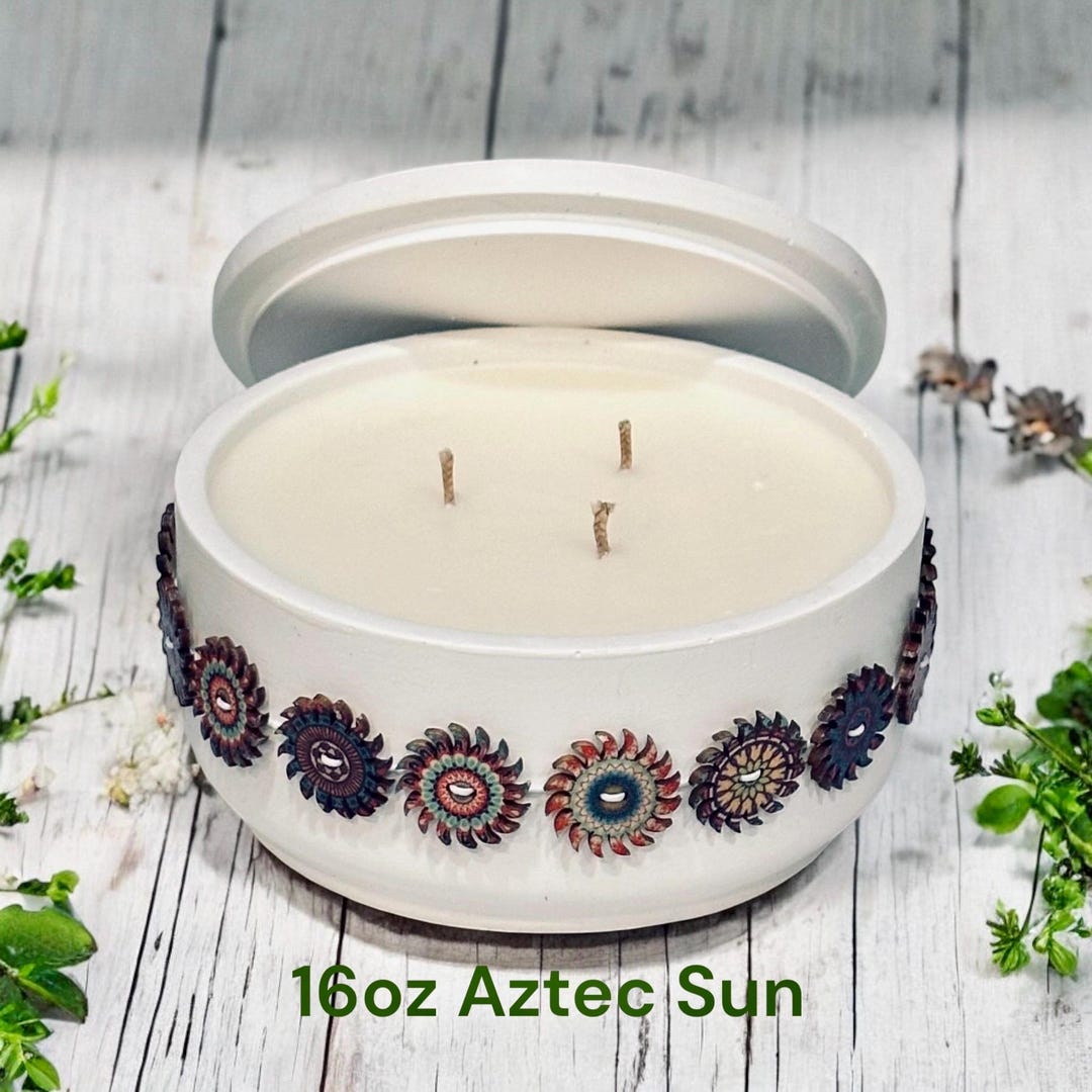 Ohhh SO BOHO | Hydrostone Cement Candle | White 3-wick | 16oz Wax Fill ...
