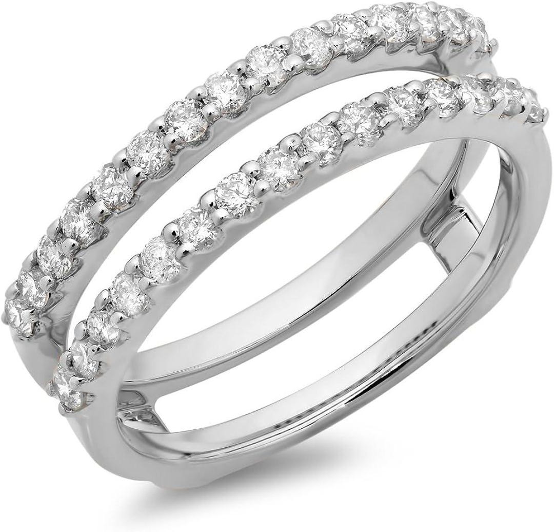 0.40ct Simulated Diamond Enhancer Wrap Ring, 14K White Gold Plated ...