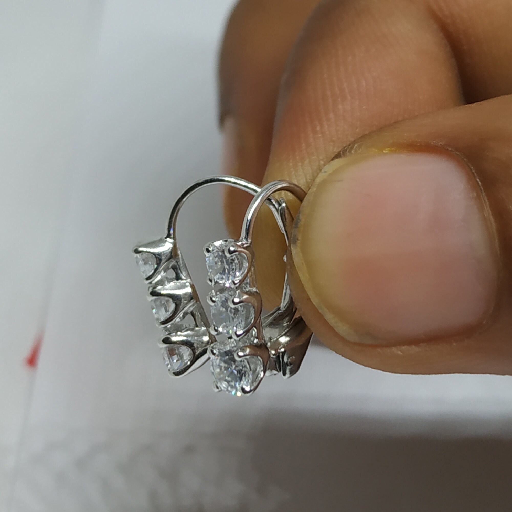 Ladies 3-stone Dangle Earrings 14k Gold Plated Leverback Stone Earring ...