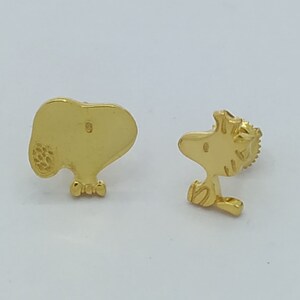 Lovely Cartoon Snoopy & Woodstock Stud Earrings Screw Back in 14K ...