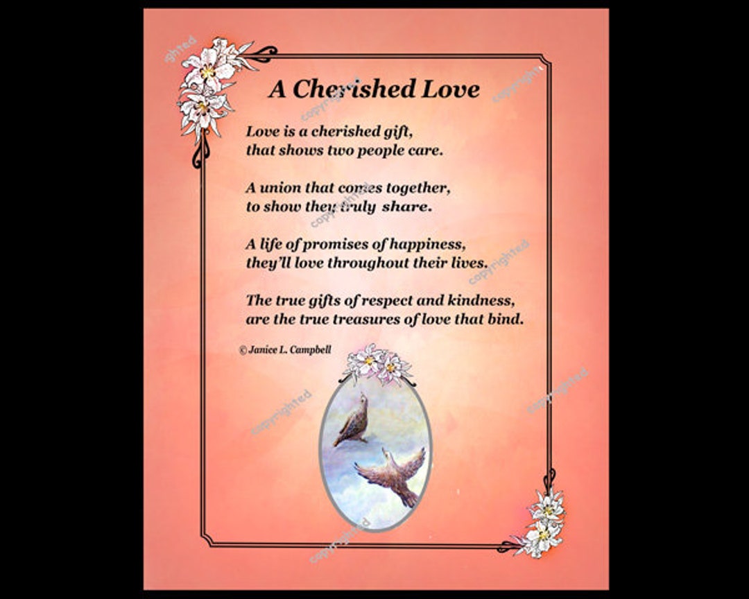 Cherished Print, Sayings, Gift, Wedding Print, Anniversary Gift ...