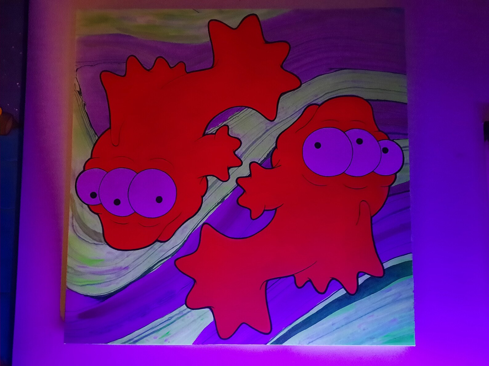 Blinky the 3-eyed Fishacrylic 30 X 30 Paintinguv - Etsy