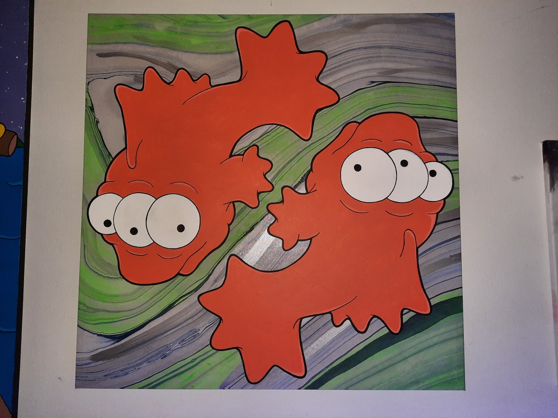 Blinky the 3-eyed Fishacrylic 30 X 30 Paintinguv - Etsy