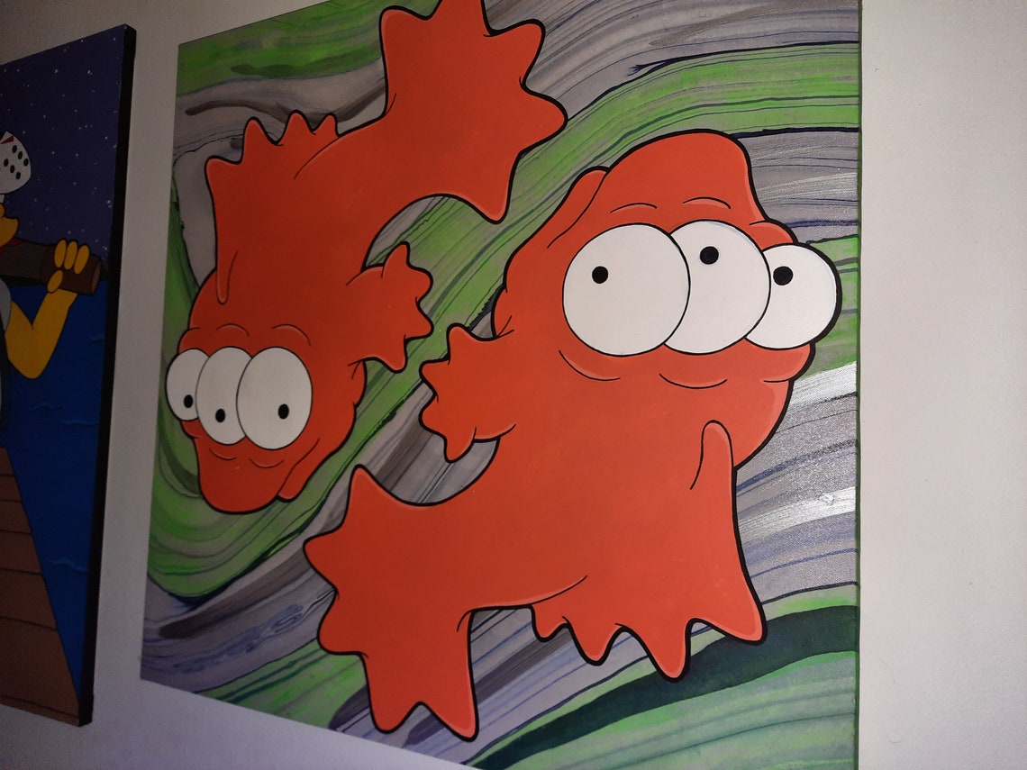 Blinky the 3-eyed Fishacrylic 30 X 30 Paintinguv - Etsy