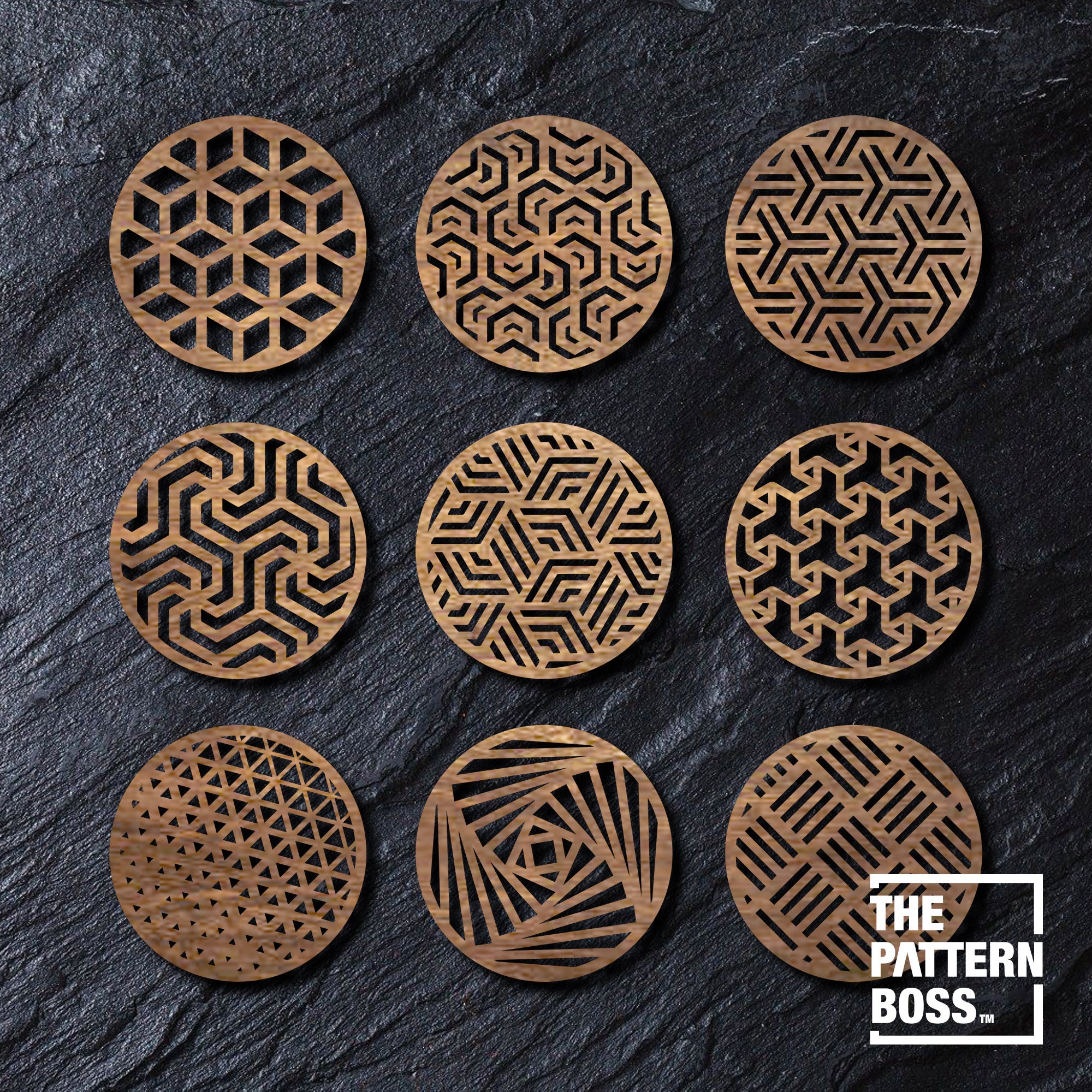 9 Geometric Coaters Laser Pattern - Etsy