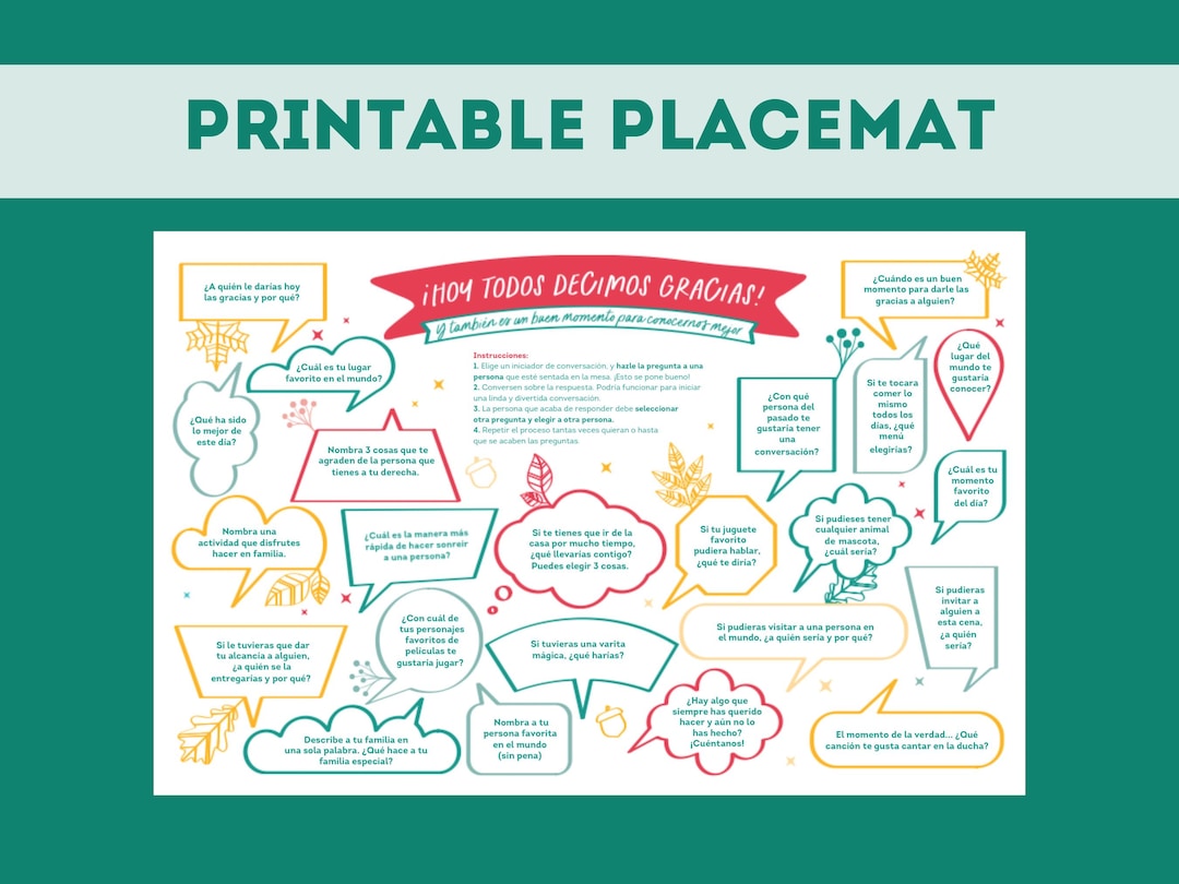 Printable Thanksgiving Placemat for Kids | Activity Coloring PDF ...