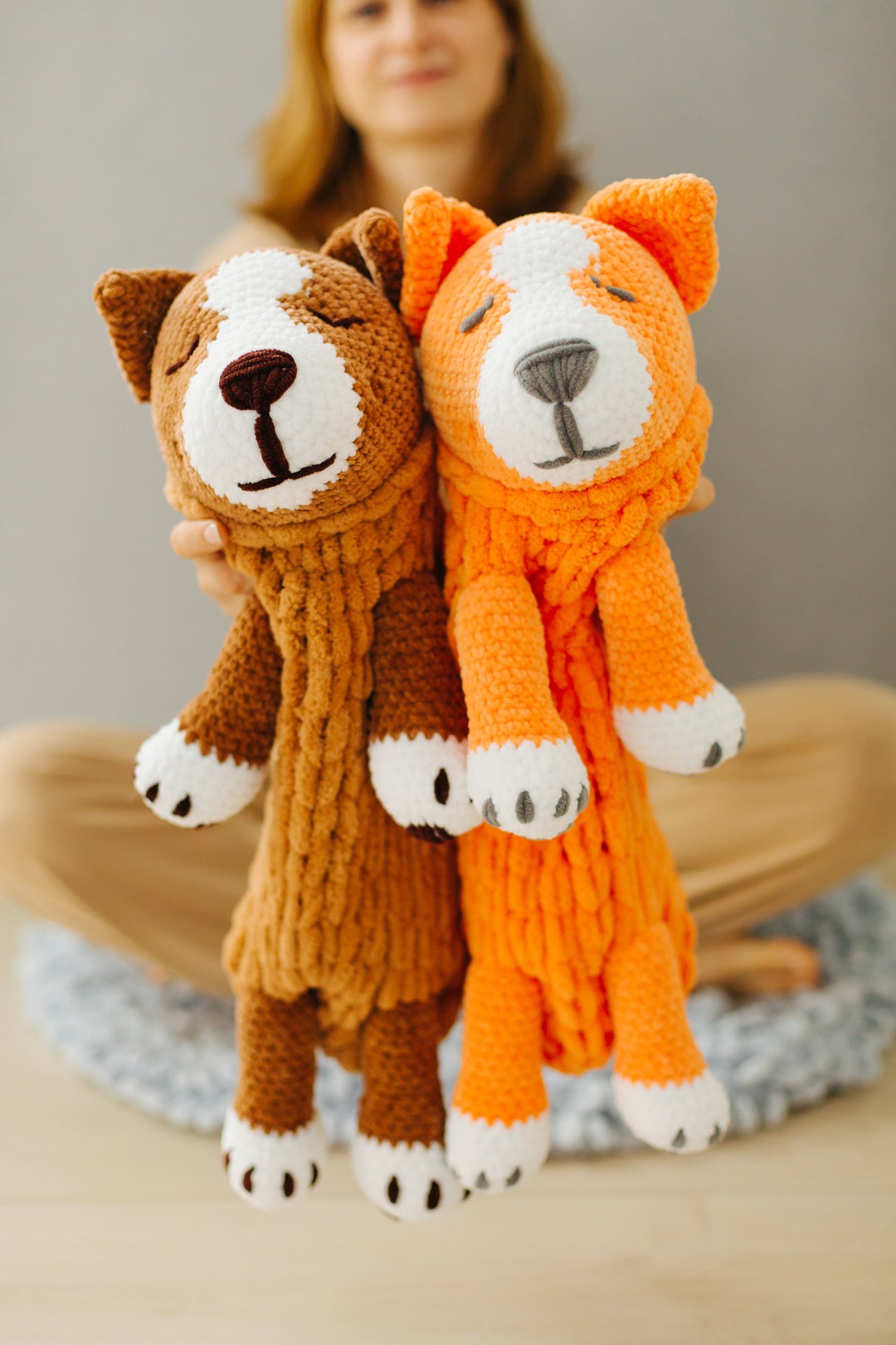 Crochet Dog Toy - Amigurumi Pajamas Case, Knitted Plush Dog, Soft ...