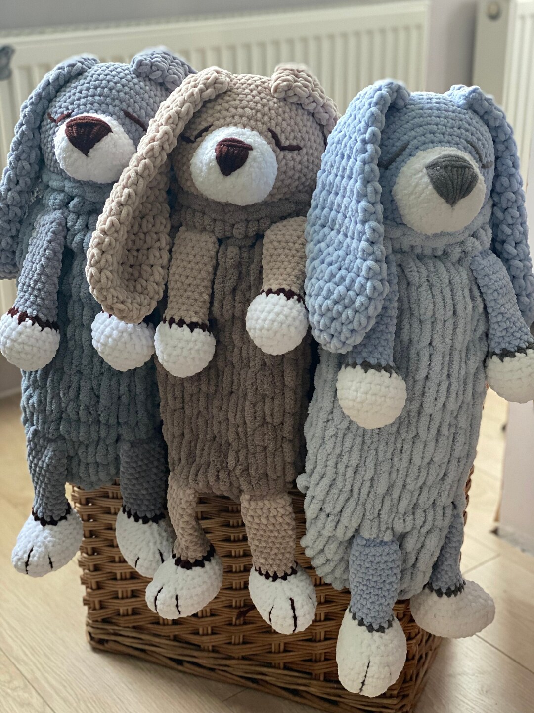 Plush Bunny - Pyjama Case, Crochet Baby Snuggler Toy, Soft Plushie ...