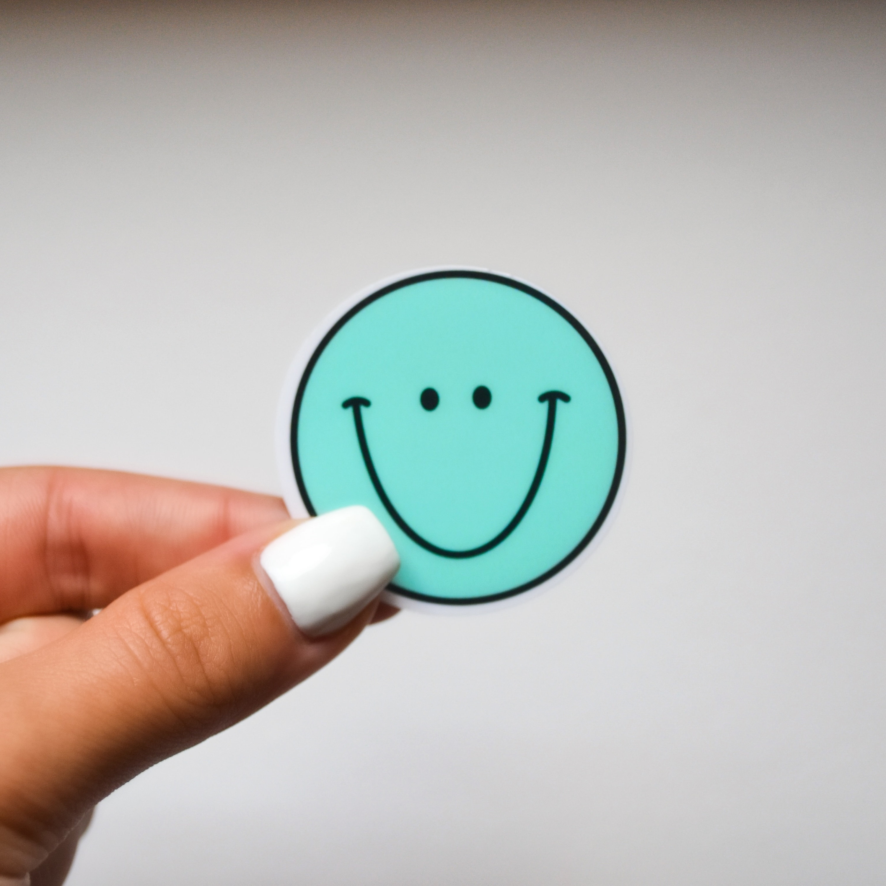 Light Teal Smiley Face Sticker Aesthetic Sticker Colorful Stickers ...