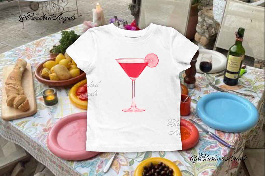 Pink Cosmopolitan Cocktail Drink Baby Tee Coquette Baby Tee, Y2k ...