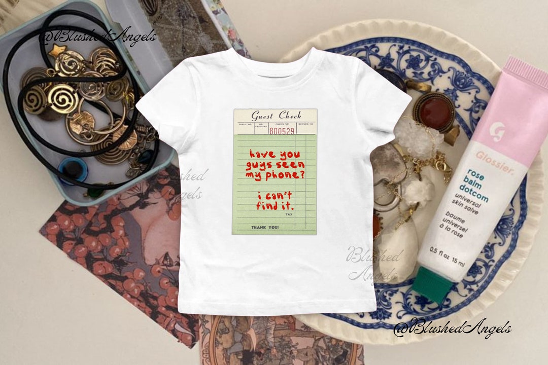 Can't Find My Phone Vintage Guest Check Print Coquette Baby Tee | Y2k ...