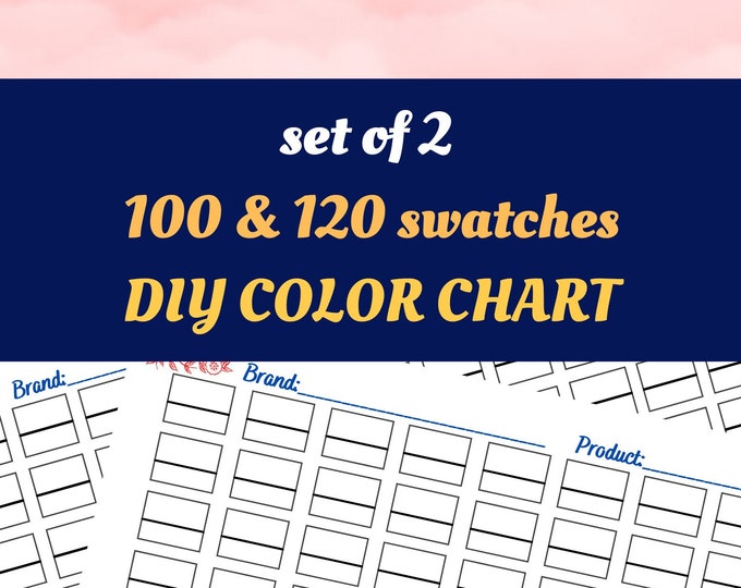 DIY Color Chart 100 & 120 Swatches Single Page Digital PDF Landscape ...