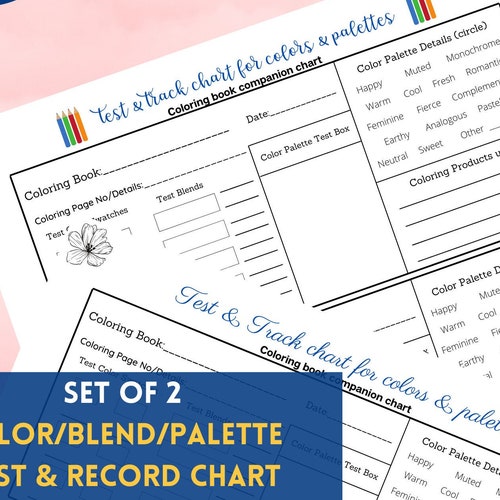 Color Test Record Chart Set of 2 Coloring Chart DIY Color - Etsy