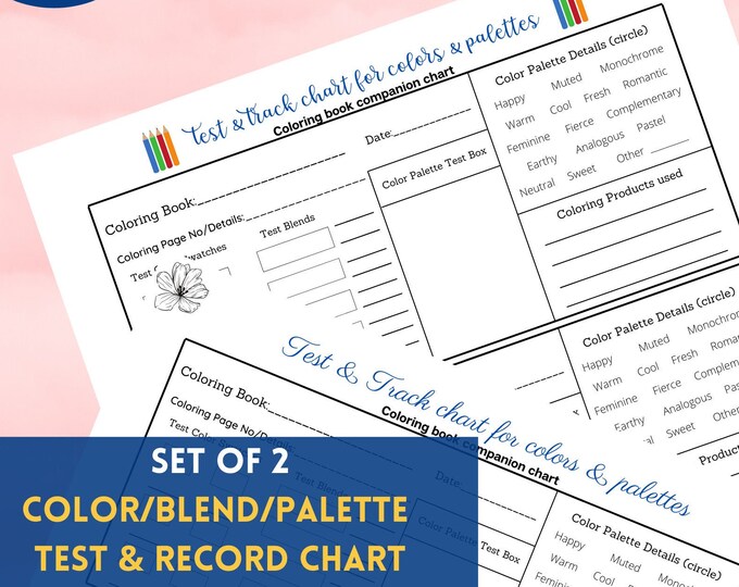 Color Test Record Chart Set of 2 Coloring Chart DIY Color Chart Digital ...