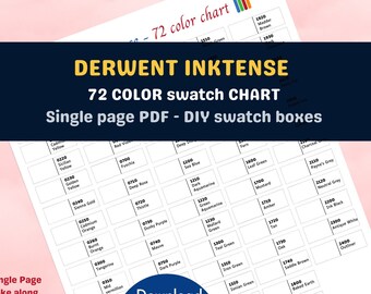 Derwent Inktense 72 Pencil Colour Chart Template Printable - Etsy