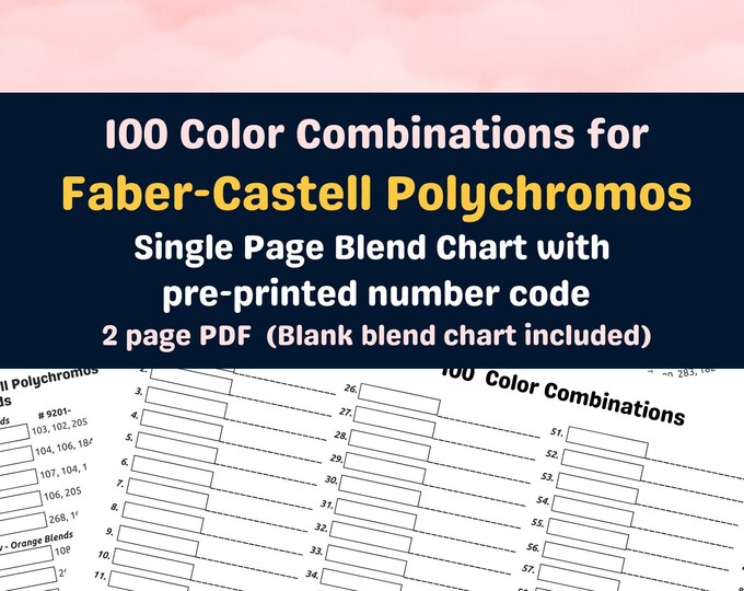 Polychromos 100 Color Blends Chart Single Page Printable Digital PDF ...