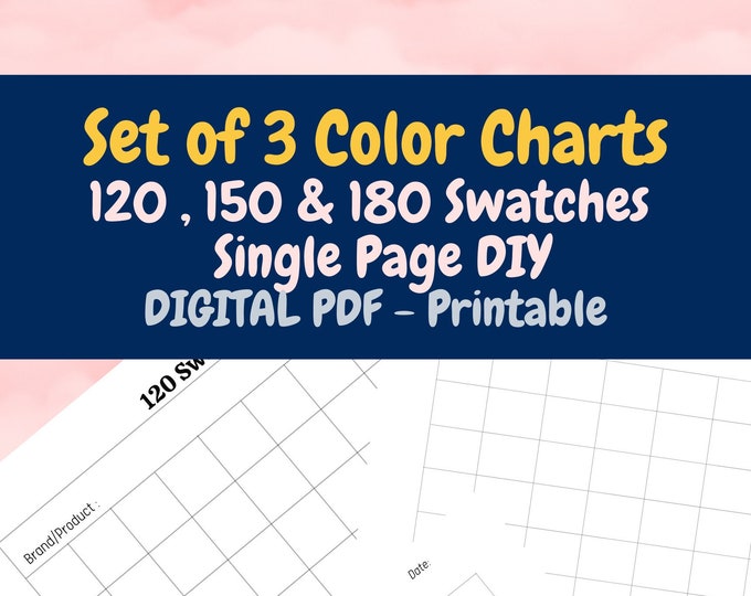 120, 150 & 180 Color Swatch Blank Chart Digital File Download PDF DIY ...