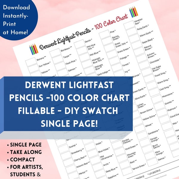 Derwent Lightfast Chart - Etsy