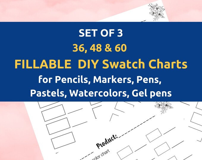 Color Swatch Charts 36, 48 and 60 Set of 3 Colour Charts DIY Fillable ...
