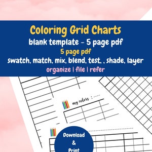 Coloring Grids Chart DIY PDF Printables 5 Pages Template - Etsy