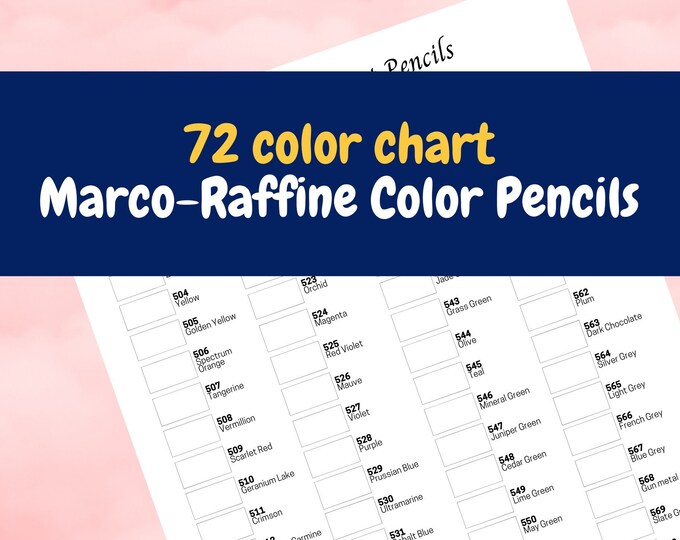 72 COLOR CHART Marco Raffine Color Pencil Chart DIY - Etsy
