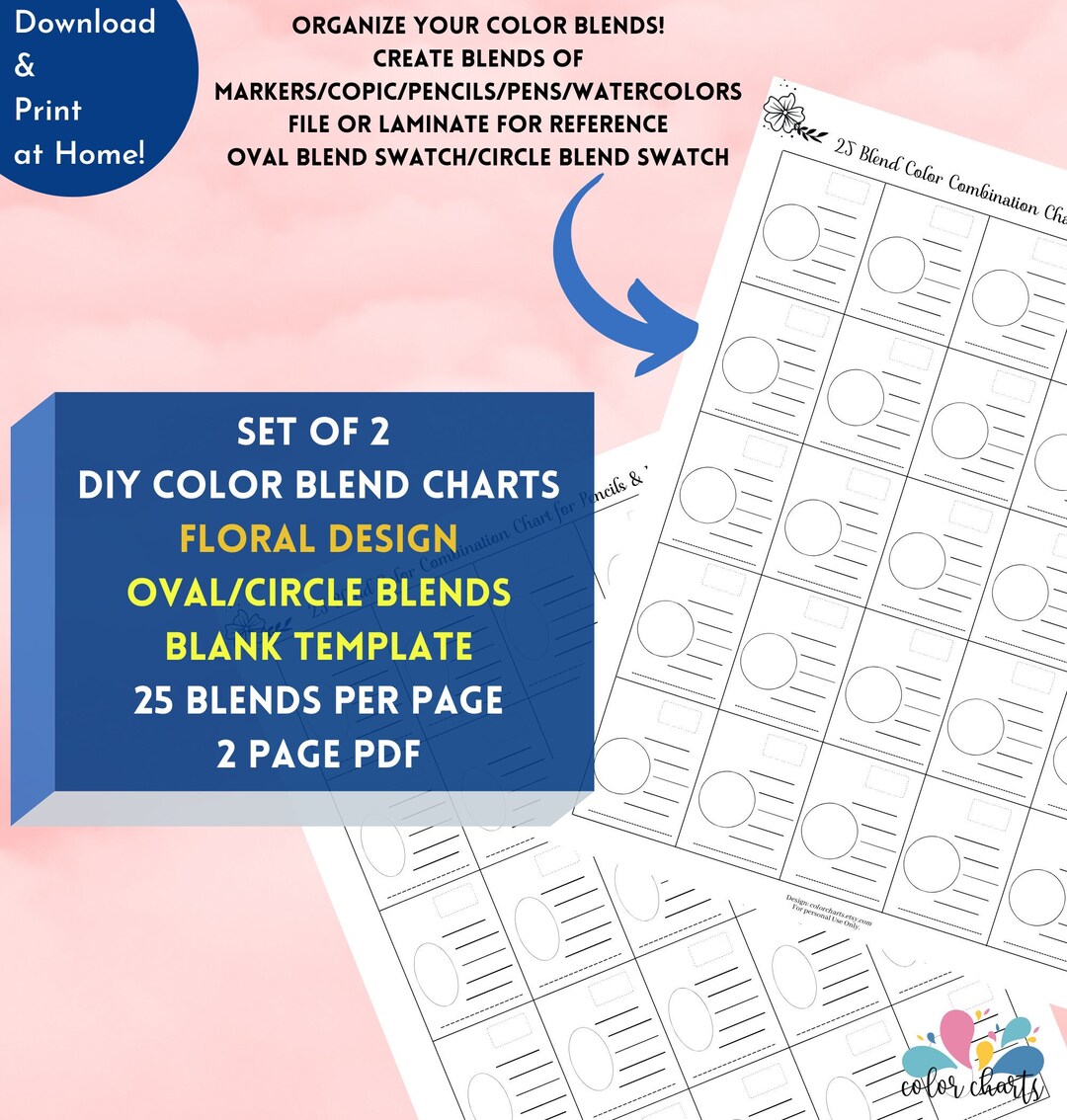Make 25 Color Blends Chart Color Test Chart Palette Blend - Etsy