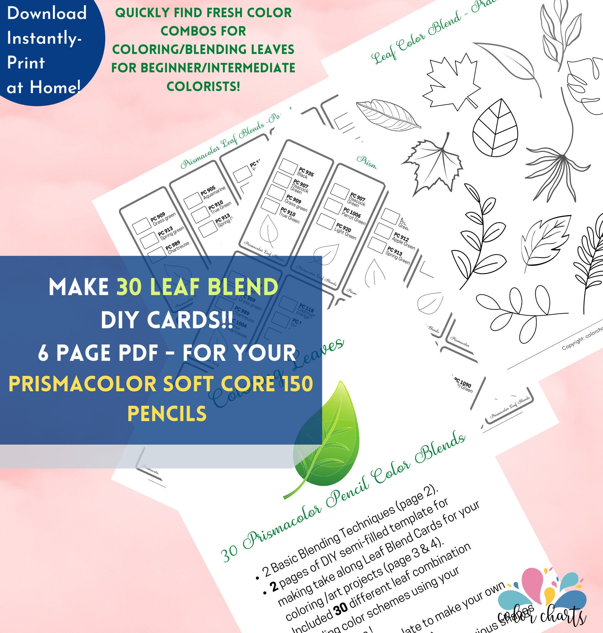 Make 30 Leaf Blend Color Cards DIY Template Digital PDF | Etsy