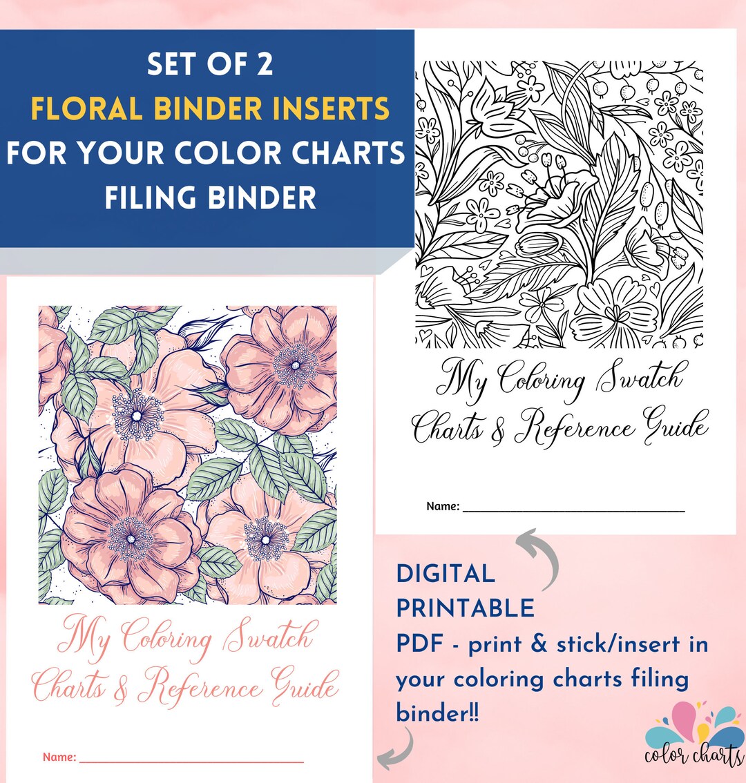 Binder Inserts for Coloring Chart Filing Binder Set of 2 - Etsy