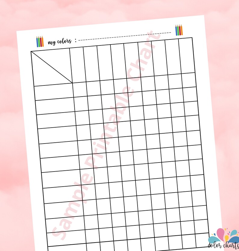 Coloring Grids Chart DIY PDF Printables 5 Pages Template | Etsy