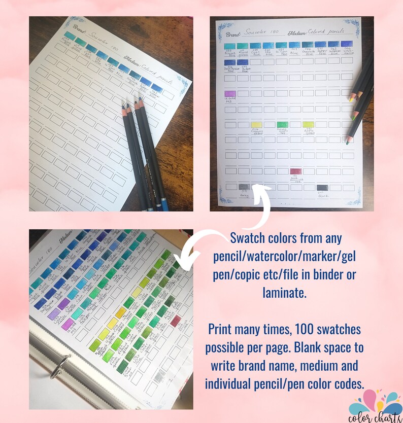 Set of 3 DIY Color Chart 100 Swatches Possible Digital - Etsy