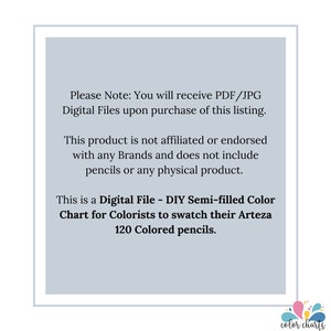 Arteza 120 Color Chart Colored Pencil Chart Arteza - Etsy