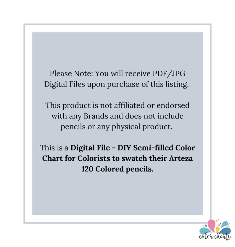 Arteza 120 Color Chart Colored Pencil Chart Arteza - Etsy