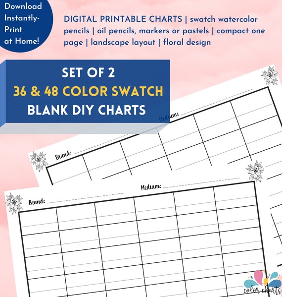 Set of 2 36 and 48 Unbranded Charts DIY Color Charts | Etsy