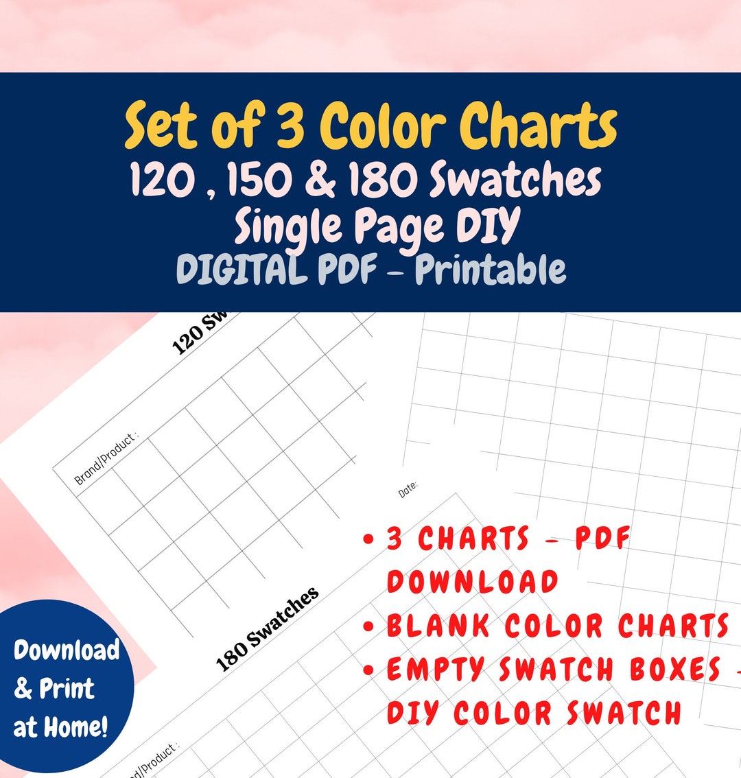 120 150 & 180 Color Swatch Blank Chart Digital File - Etsy