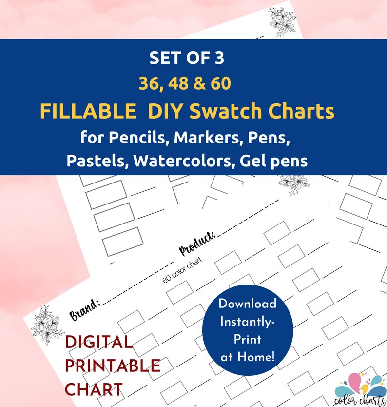 Color Swatch Charts 36 48 and 60 Set of 3 Colour Charts - Etsy