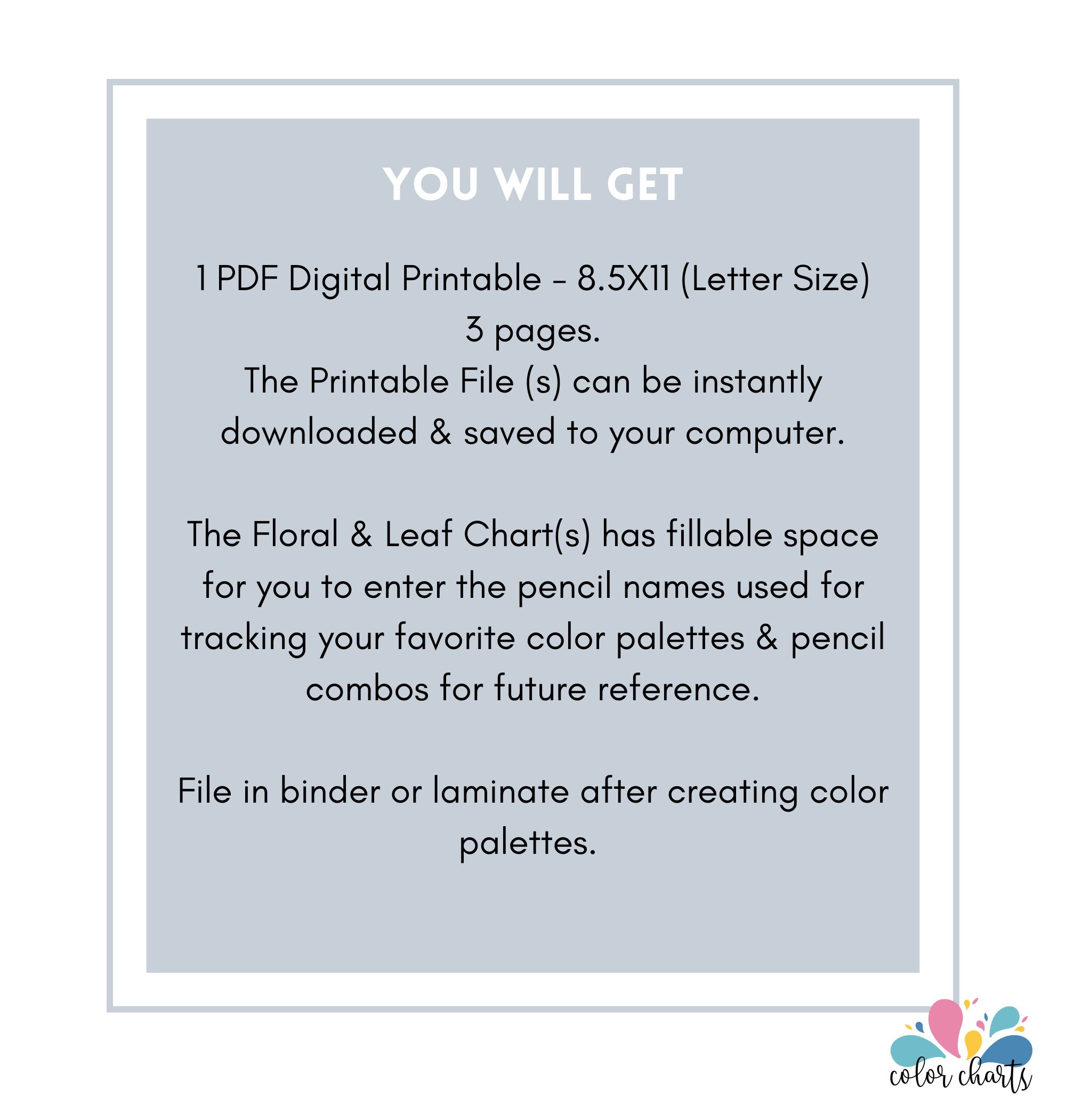 Set of 3 Coloring Reference Chart Leaves & Flower Coloring - Etsy