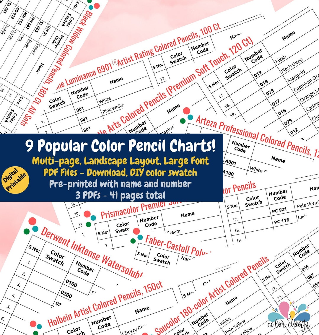 9 Popular Color Charts Digital Download PDF Print at Home - Etsy