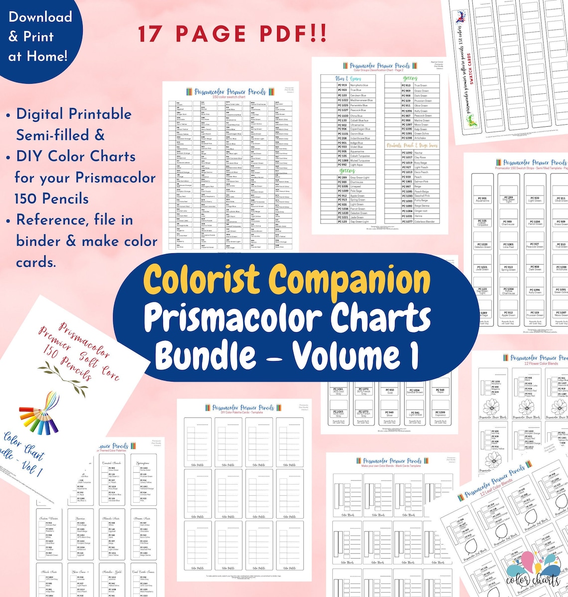 Prismacolor Chart BUNDLE Printable PDF Template Blank & - Etsy