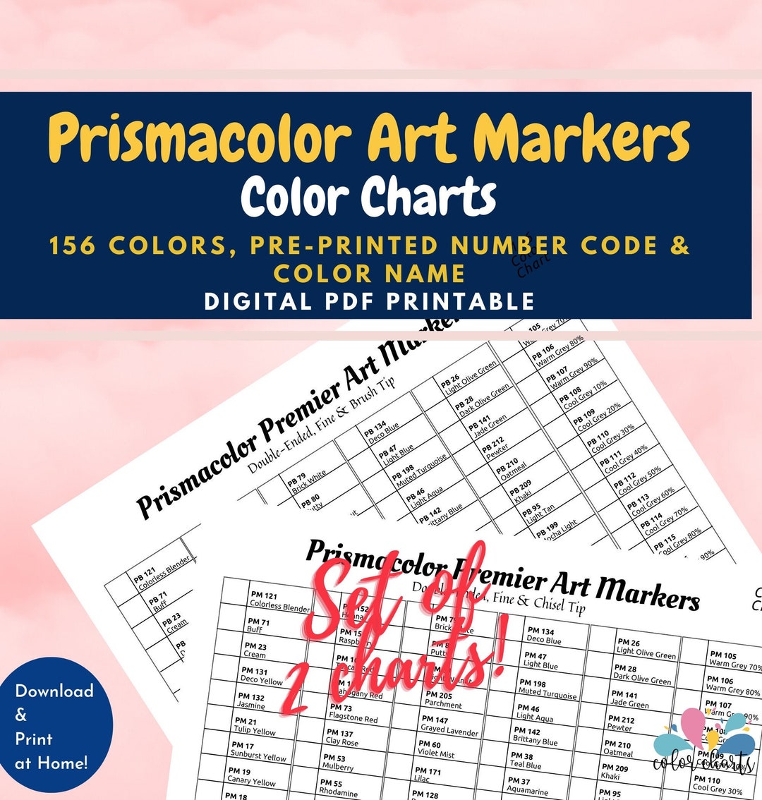 Prismacolor Art Marker Chart Set of 2 156 Color Digital - Etsy