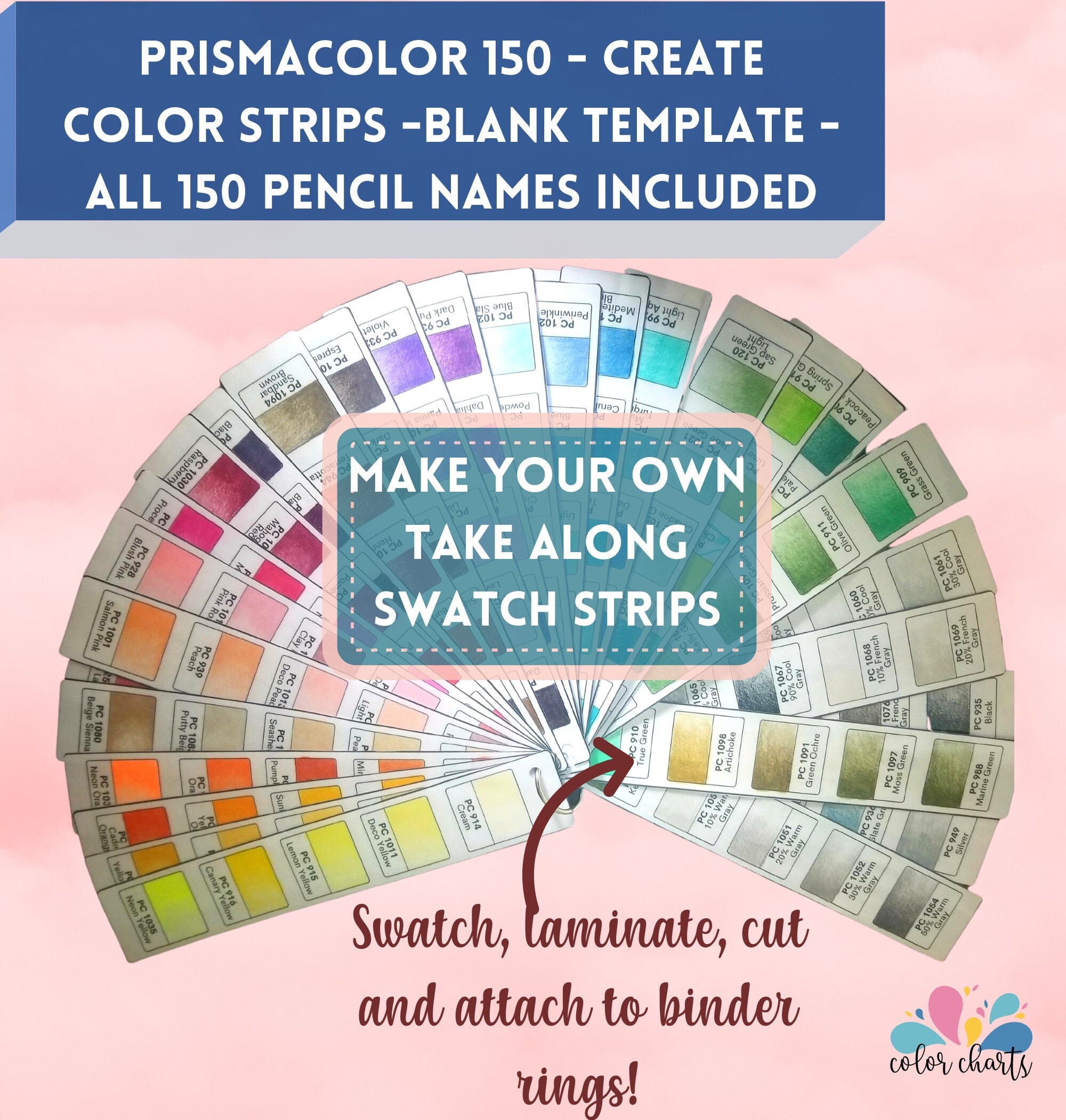Buy Prismacolor 150 Palette Strips Color Strips DIY Template Online in ...