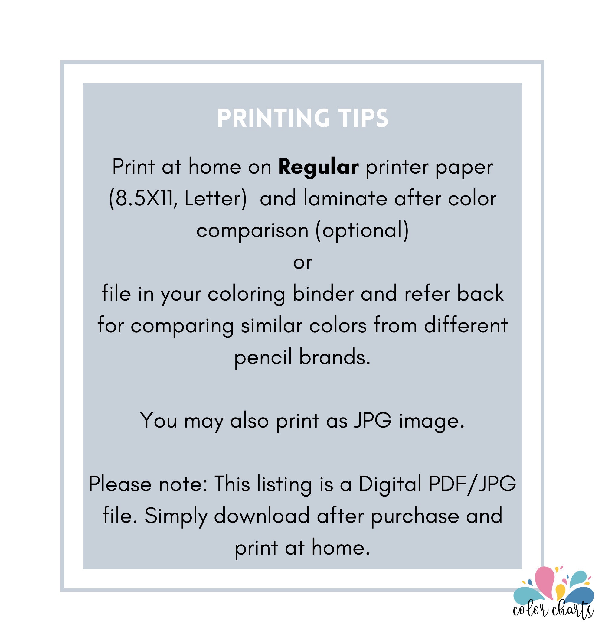 Make Your Own Color Palettes Palette Template Chart | Etsy