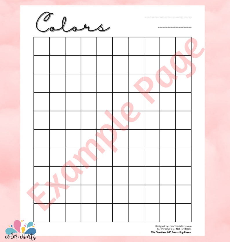 Blank Coloring Swatch Charts Set of 5 Digital Download PDF - Etsy