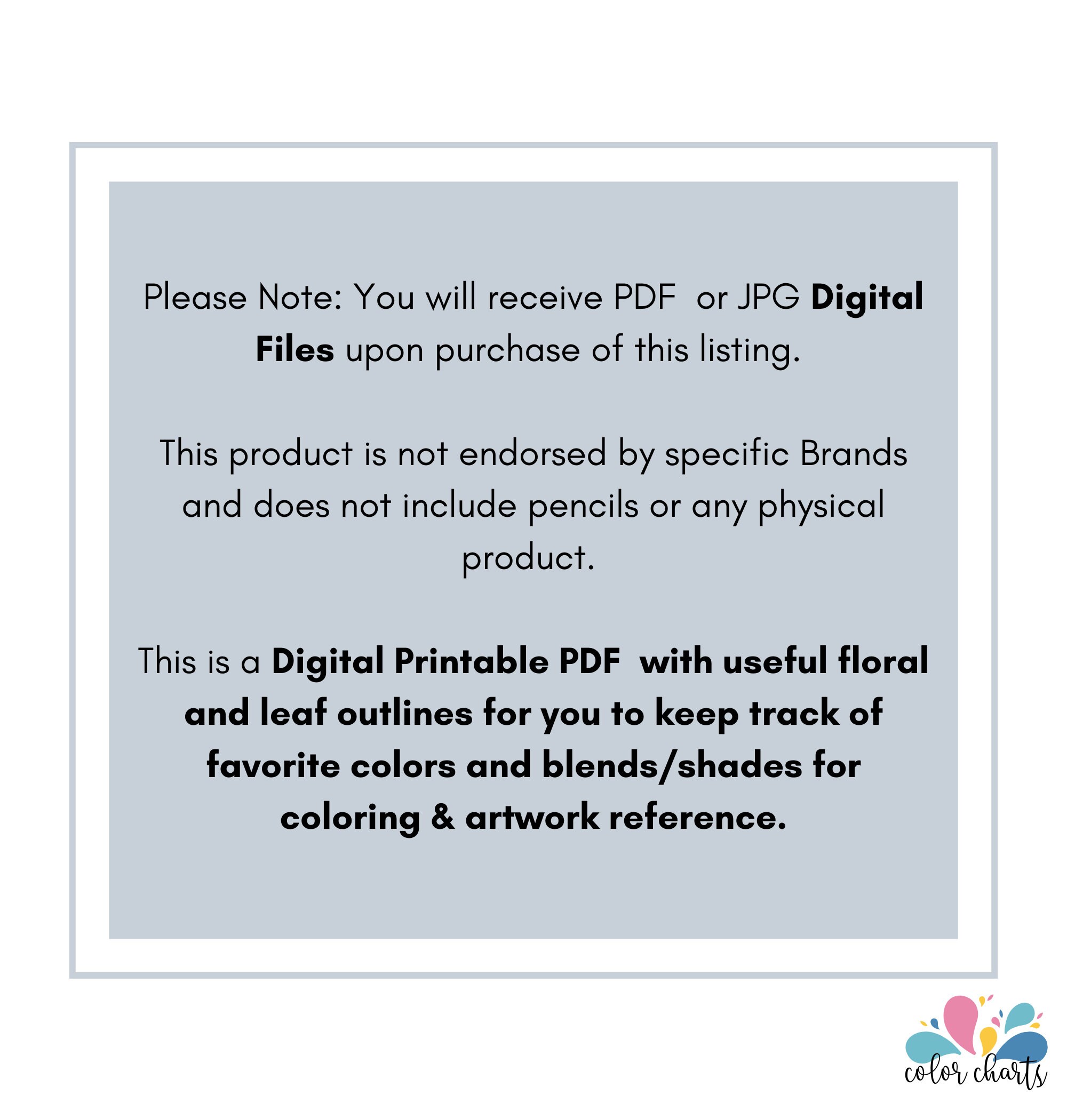 Set of 3 Coloring Reference Chart Leaves & Flower Coloring - Etsy