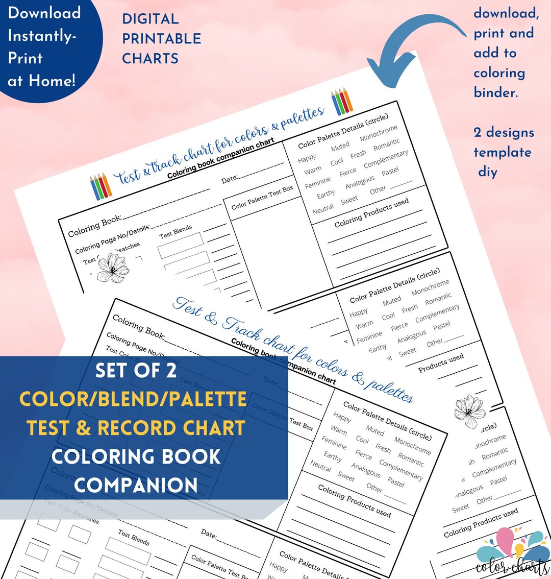 Color Test Record Chart Set of 2 Coloring Chart DIY Color - Etsy