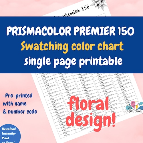 Prismacolor 150 Swatch Chart New Floral Design Update: 2 - Etsy