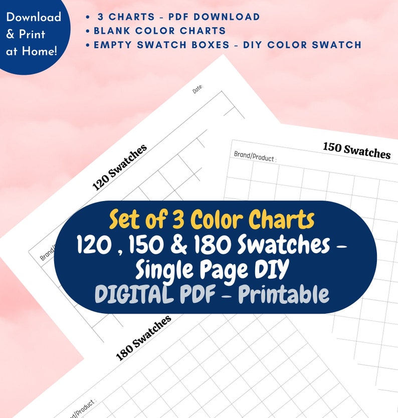 120 150 & 180 Color Swatch Blank Chart Digital File | Etsy