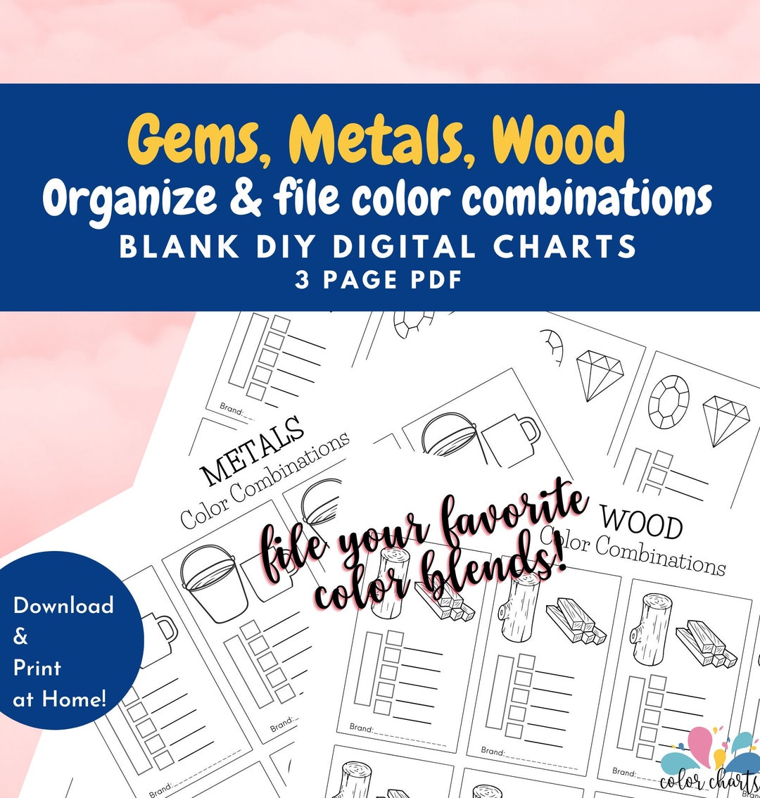 DIY Color Charts Metal Gems Wood Coloring Make Filing - Etsy