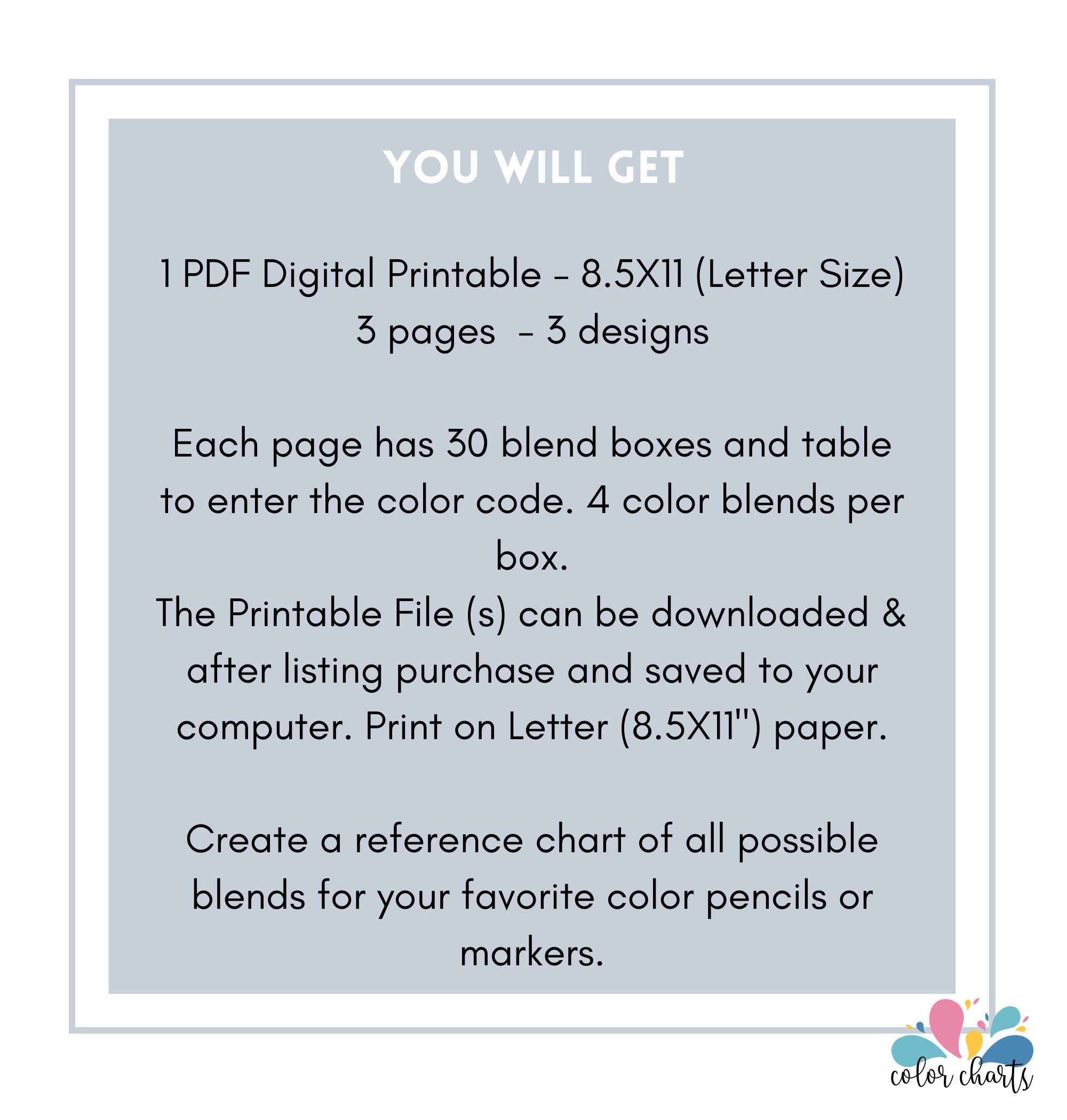 Color Blend DIY Chart Printable Digital PDF Print at Home | Etsy