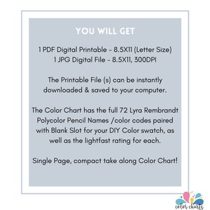 Lyra Rembrandt Polycolor Pencil Chart 72 Color Swatch PDF - Etsy